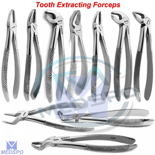 DENTAL EXTRACTING FORCEPS For Lower & Upper Molars Roots Surgical ...