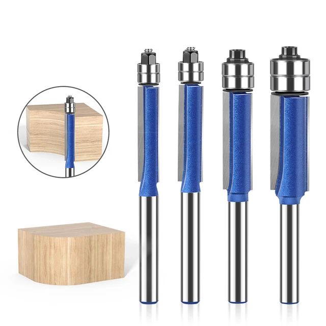 1/4& SHANK STRAIGHT Flush Trim Router Bit Set Woodworking Template ...
