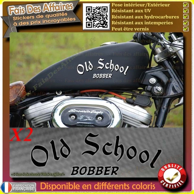 2 STICKERS AUTOCOLLANT old school bobber deco custom harley chopper ...