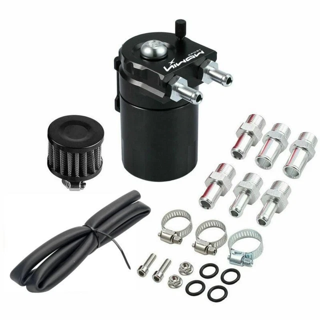 OIL CATCH CAN Kit Reservoir Baffled Tank with Breather Filter Universal ...