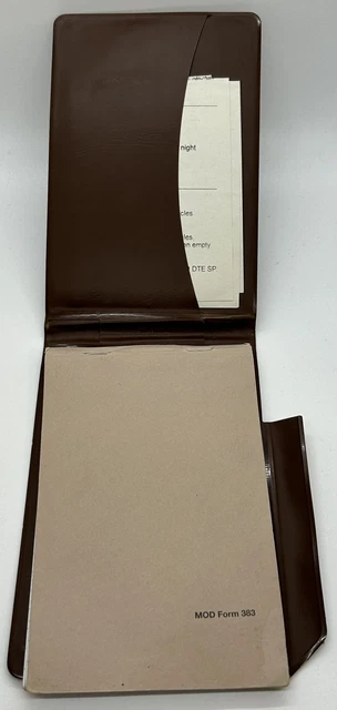 BRITISH MILITARY ISSUE MoD Form 383 Notepad with Brown Plastic Cover ...