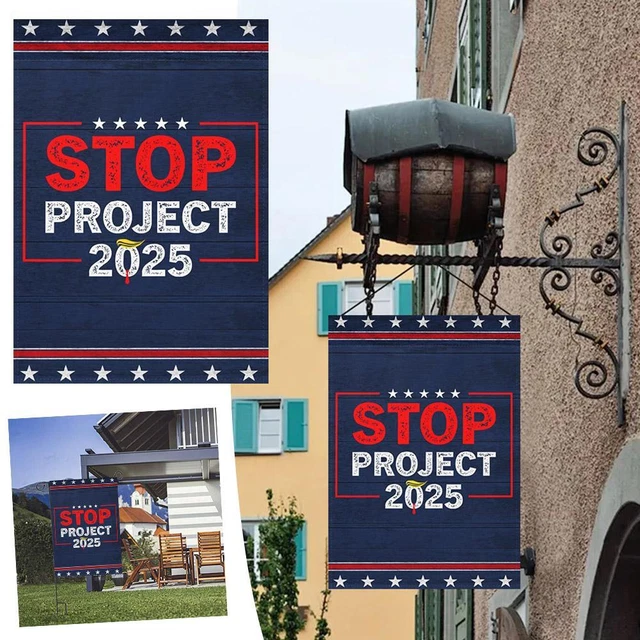 STOP PROJECT 2025 Double Sided Garden Flags Save Democracy Flags Signs ...