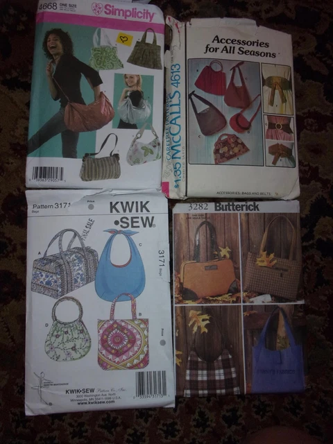 VINTAGE LOT 4 Purse Tote Bag Patterns McCalls Butterick Kwik Sew Some ...