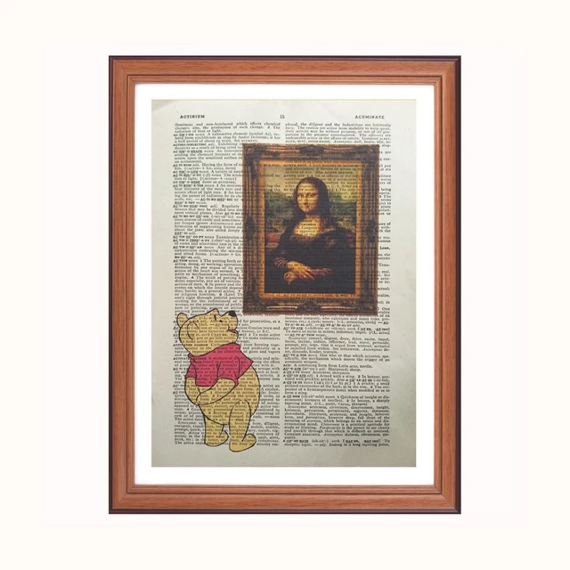 WINNIE THE POOH Vs Mona Lisa - dictionary page art print gift Leonardo ...
