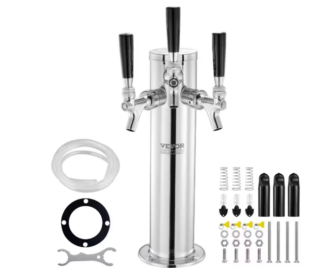 VEVOR TRIPLE TAPS Draft Beer Tower Dispenser Stainless Steel Keg Beer ...