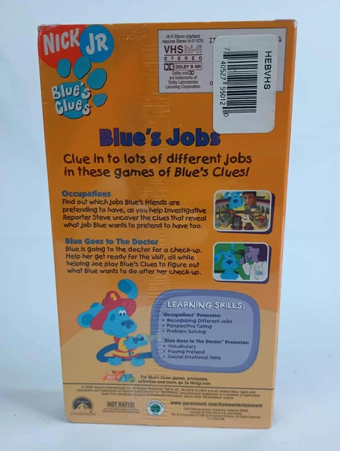 BLUE'S CLUES BLUES Job's VHS Tape 2006 Nick Jr. Late Release BRAND NEW ...