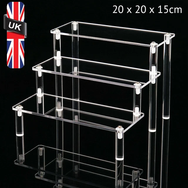 UK 3-TIER CLEAR Acrylic Riser Display Shelf Removable Rack for Figures ...