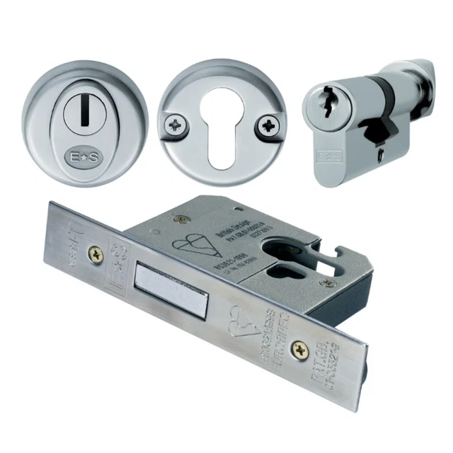 EUROSPEC EURO PROFILE Cylinder Turn Deadlock Set Satin Stainless Steel ...