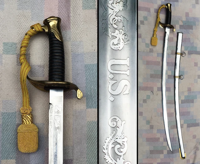 VERY RARE & Nice Us Officer Sword, Engraved Blade, American Civil War ...