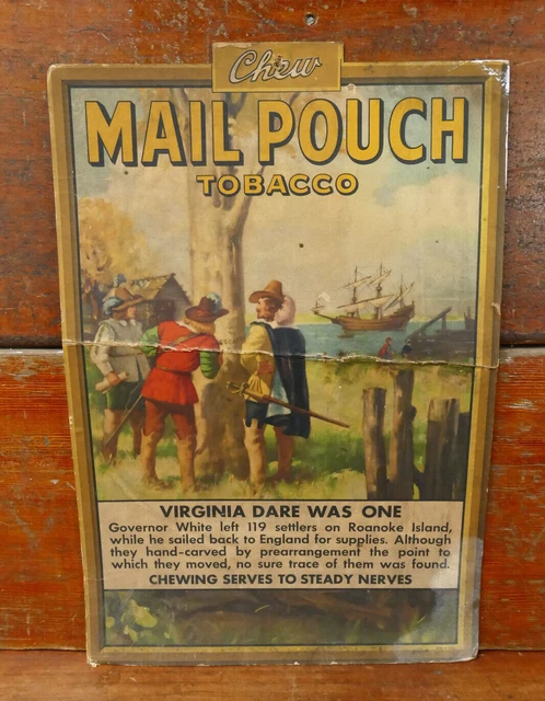 VINTAGE 1920S/1930S MAIL Pouch Snuff Tobacco Cardboard Sign Virginia ...