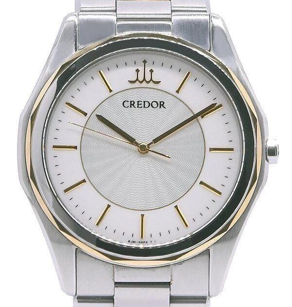 SEIKO CREDOR GCAR042 8J81-0AF0 Quartz White Dial 18KT Yellow Gold ...