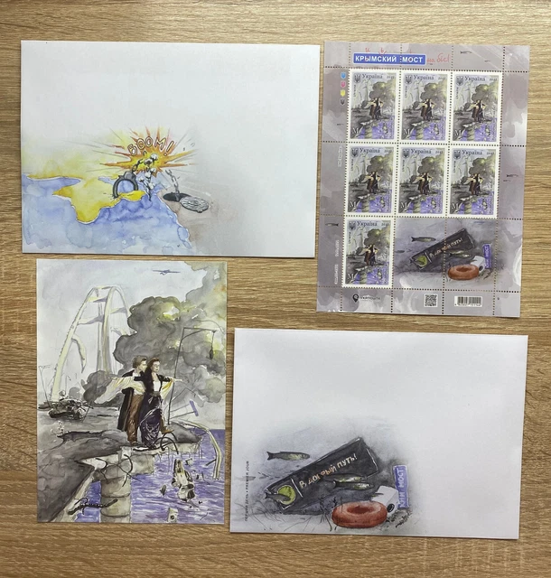 FULL SET CRIMEAN bridge attack of ukraine 2022 stamp envelope postcard ...