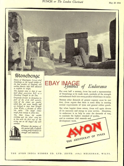 WW2 ADVERT AVON India Rubber Co Wartime Production 'STONEHENGE' Print ...