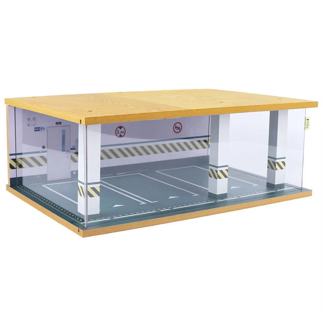 1/24 SCALE CAR Garage Model Diorama Parking Lot Scenery Display Box w ...