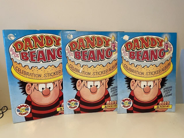 3X 1988 DANDY & BEANO CELEBRATION STICKER ALBUM PANINI 50th Year Book W ...