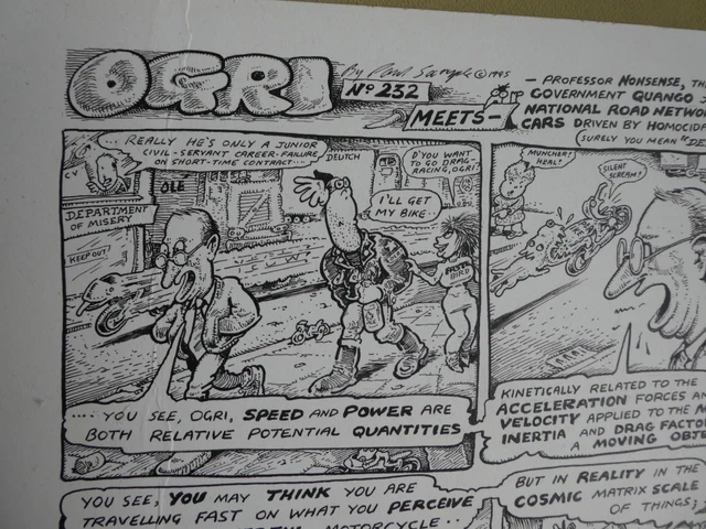 OGRI CARTOON, ORIGINAL Kunstzeichnung. Männerhöhle / Garage / Schuppen ...