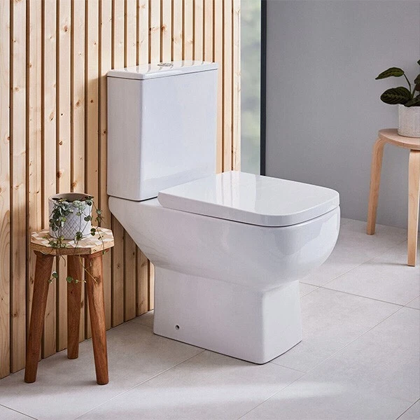 MODERN SQUARE CLOSE Coupled Toilet Pan Cistern & Soft Closing Seat ...