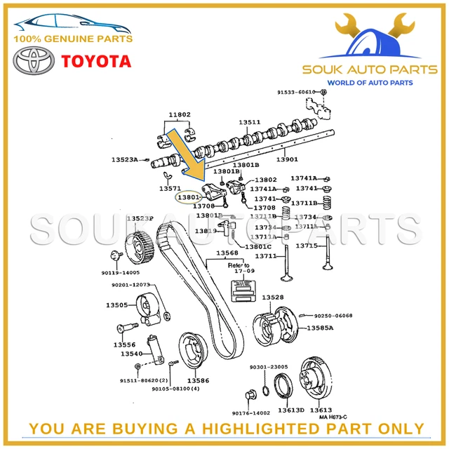 13801-17010 GENUINE TOYOTA ARM SUB-ASSY, VALVE ROCKER, NO.1 1380117010 ...