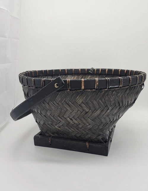 1960S PHILIPPINE LABBA Farm Work Basket 14" X 8" Handle Handmade Woven ...
