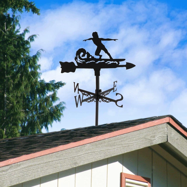 IRON WEATHERVANE WIND Vane Roof Fence Mount for Farmhouse Yard Scene ...