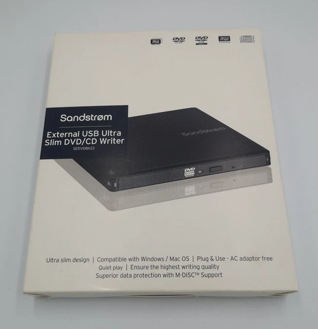 SANDSTROM - EXTERNAL USB Ultra Slim DVD/CD Writer - BLACK - SEDVDBK22 £ ...