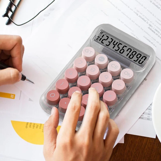 TRANSPARENT MECHANICAL CALCULATOR Anti-Slip Desk Keyboard Handheld ...