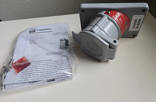 APPLETON RECEPTACLE INTERLOCKED with Switch for Hazardous Locations ...