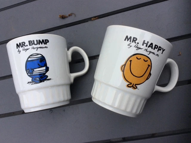 VINTAGE MR. MEN 'MR BUMP & MR HAPPY’ MUGS by KILN CRAFT * 1970s * VGC £ ...