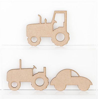WOODEN MDF TRACTOR Bubble Car Craft Shape Sign Blank 3mm Thick Medite £ ...