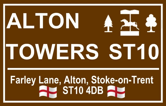 THEME PARK ROAD Signs (Alton Towers) - Souvenir Novelty Fridge Magnet ...