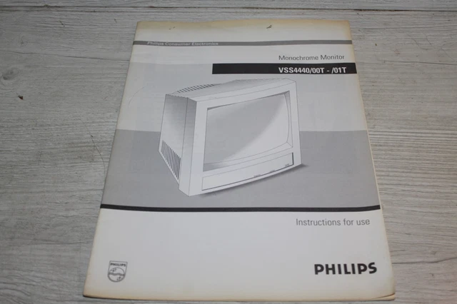 PHILIPS MONOCHROM MONITOR BEDIENUNGSANLEITUNG Typ VSS4440 von 1990 EUR ...