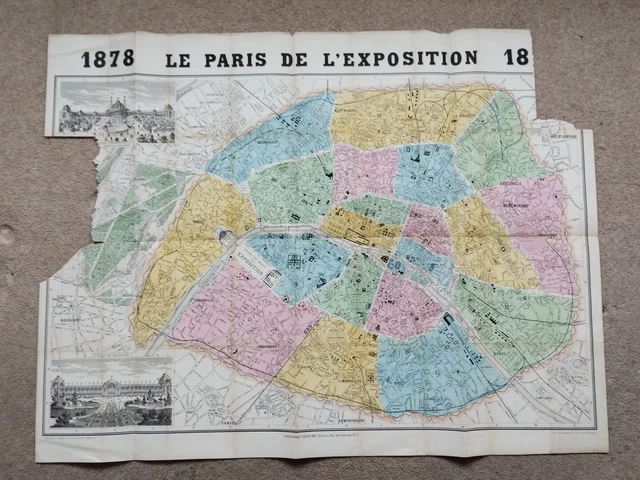 MAP OF PARIS produced principally for visitors to the 1878 Paris ...