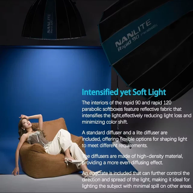 RAPID 90CM 120CM Parabolic Softbox Bowens Mount Quick Installation ...