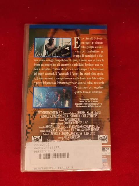 VHS SCHWARZENEGGER PREDATOR 1987 20th CENTURY FOX VIDEO VIDEOCASSETTA ...