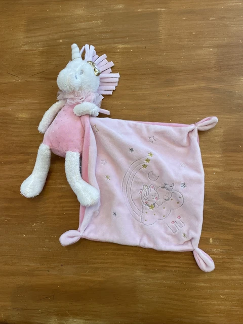DOUDOU PLAT MOUCHOIR Licorne Lili Rose Blanc Doré Or Nicotoy Simba Toys ...