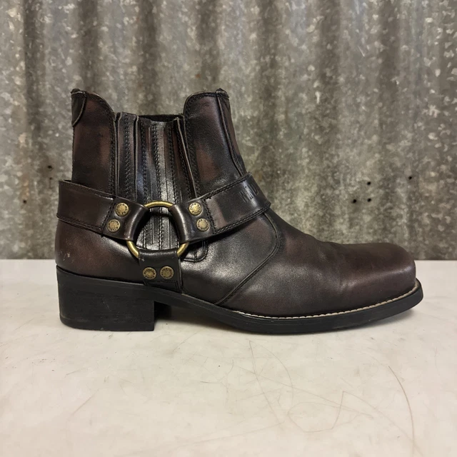 WINDSOR SMITH BROWN Vintage Leather Biker Boots Size Mens AU8.5/US9.5 ...