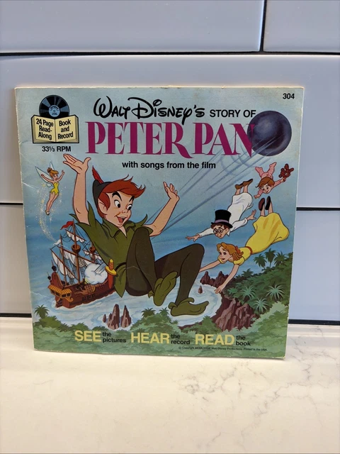 WALT DISNEY'S &STORY of Peter Pan" Read Along Book and 33 & 1/3 Record ...