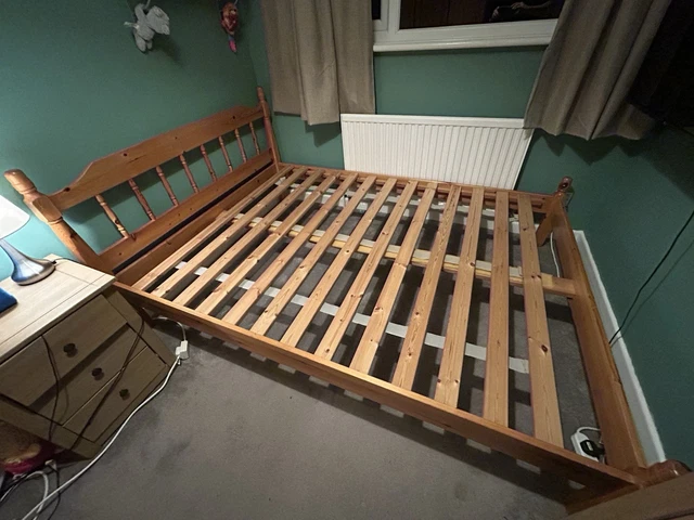PINE WOOD DOUBLE Bed Frame £31.90 - PicClick UK