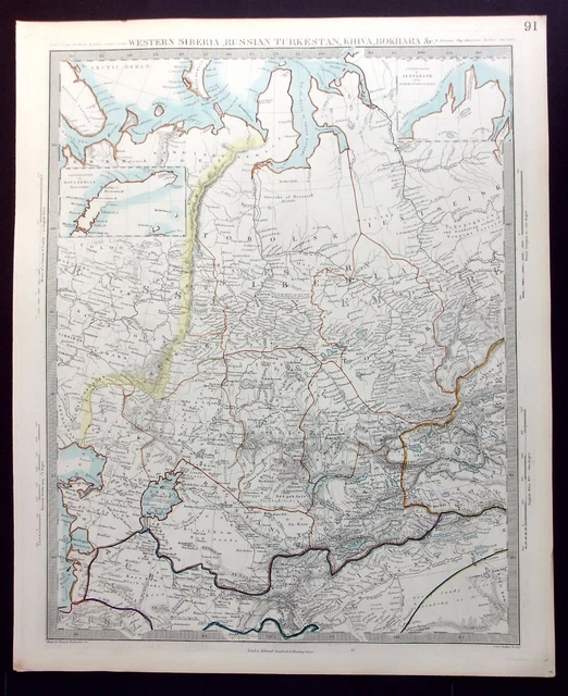 WESTERN SIBERIA, RUSSIAN TURKESTAN, BUKHARA, original antique map SDUK ...