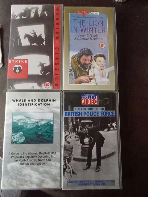 4 VHS TAPES unusual rare / Whales / Police / Katherine Hepburn ...
