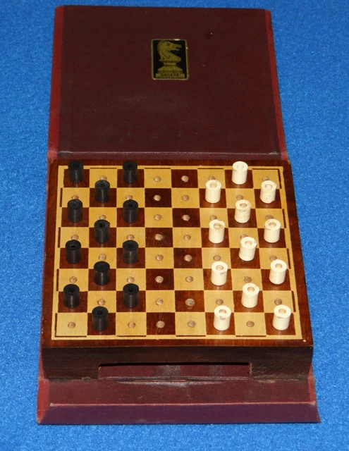 VINTAGE 1940'S DRUEKE Miniature Travel Checkers Set with Case $24.00 ...