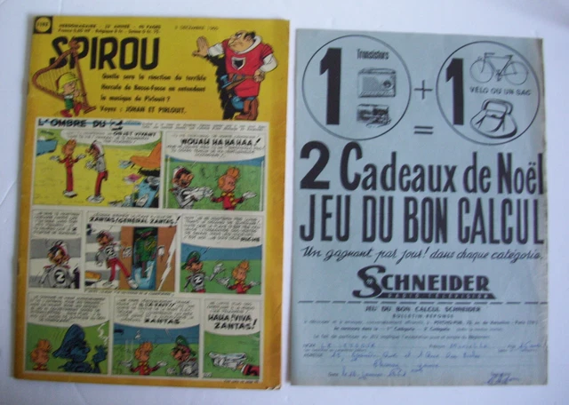 SPIROU N°1182 AVEC flyer supplément recto verso scheneider radio téle ANNEE 1960 EUR 5,00 ...