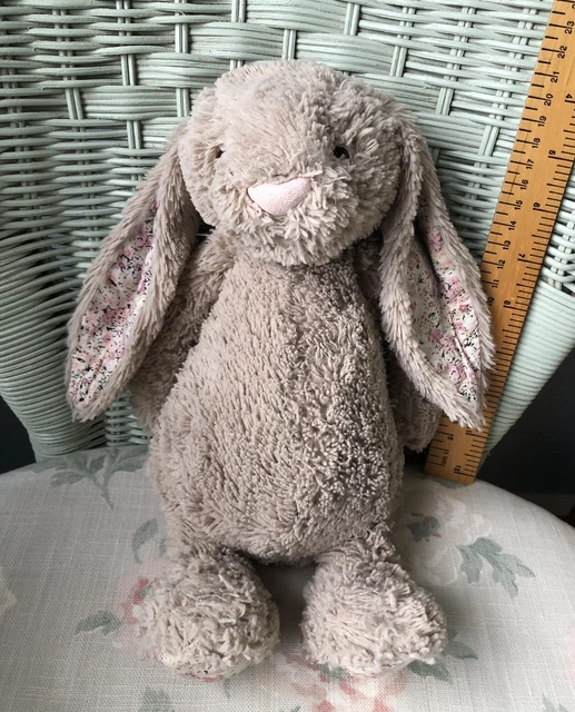 JELLYCAT MEDIUM BASHFUL Bunny Rabbit Soft Toy Beige Floral Flowery Ears & Feet £31.87 - PicClick UK