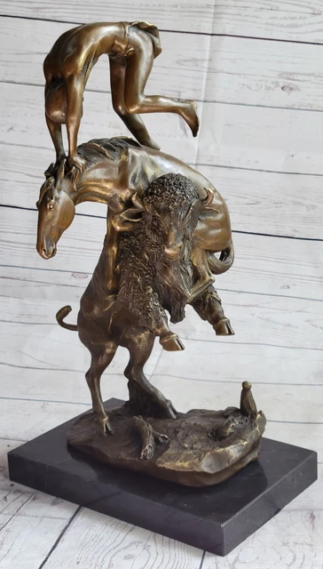 SIGNED REMINGTON NATIVE American Indian Riding Horse Bronze Sculpture ...