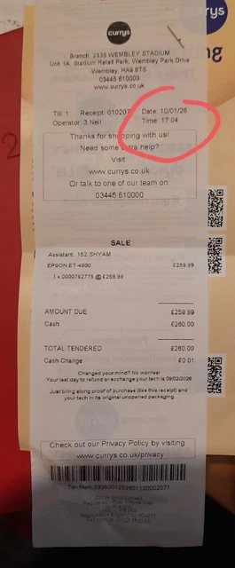 EPSON ECOTANK ET-4800 +Ink A4 multifunction w/ ADF Printer Scanner Copy ...