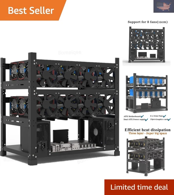 MINING RIG FRAME for 12GPU, Steel Open Air Miner Mining Frame Rig Case ...