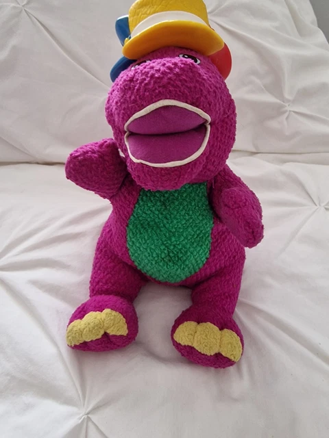 FISHER PRICE BARNEY Plush Silly Hat Talking Plush Purple Dinosaur 2001 ...