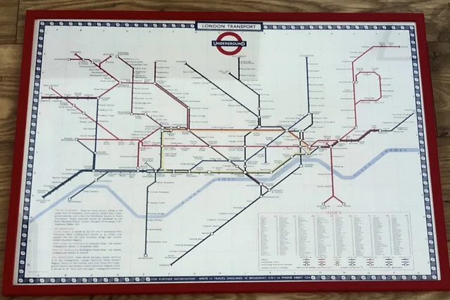 VINTAGE LONDON TRANSPORT Underground Tube Map Harold Hutchinson 1960 ...