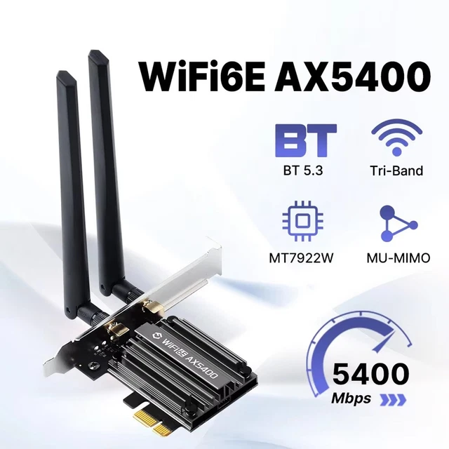 WIFI 6E AX5400 PCIE Adapter Bluetooth 5.3 Triple Band 2.4G/5G 802 ...