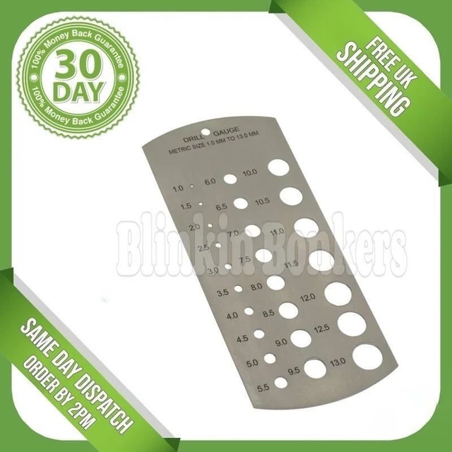 METRIC DRILL BIT Gauge Bolt Size Thickness Measuring Tool Metal Guide ...